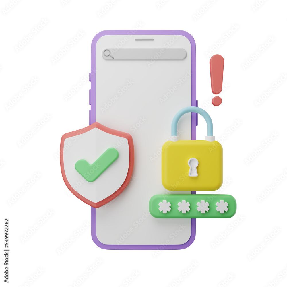 3D rendering illustration Cartoon minimal User Account protection ...