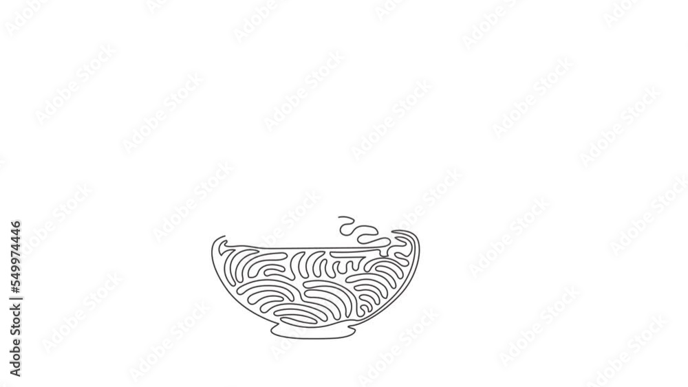 Self drawing animation of single line draw noodle in bowl. Asian ramen ...