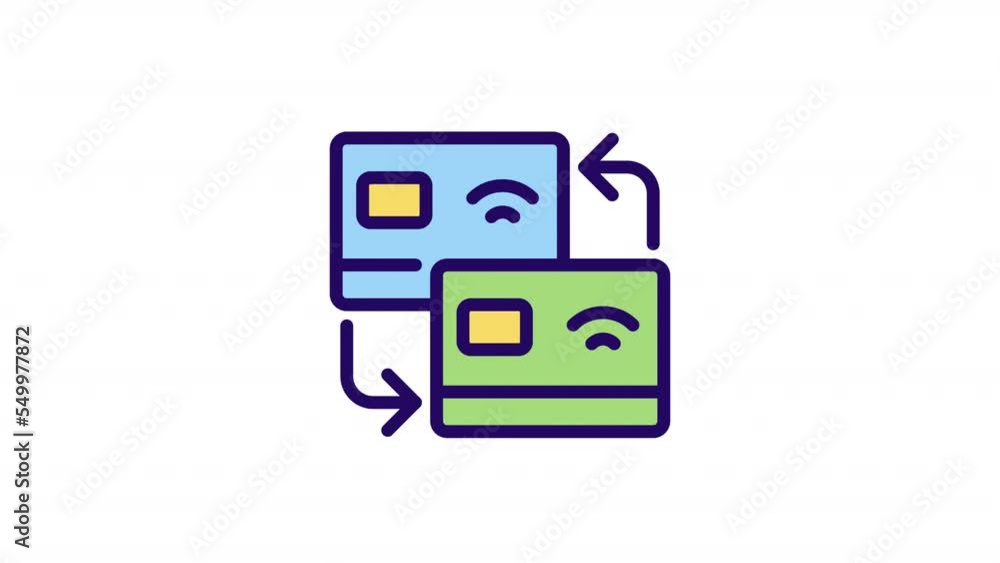 Animated digital transfer color icon. Wireless payment. Financial ...