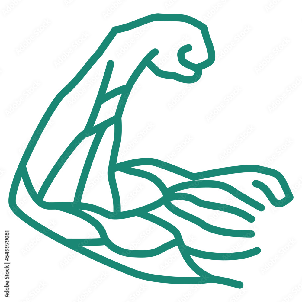 Simple outline modern turquoise schematic icon of the male forearm with ...