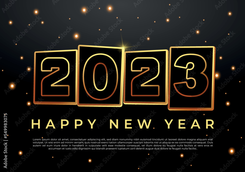 Vetor do Stock: 2023 new year 3d effect. New year wish card, luxury ...