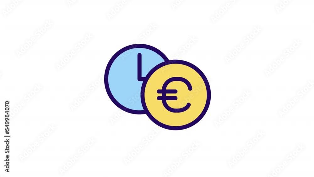 Animated rate of euro color icon. Hourly changes. Currency exchange ...
