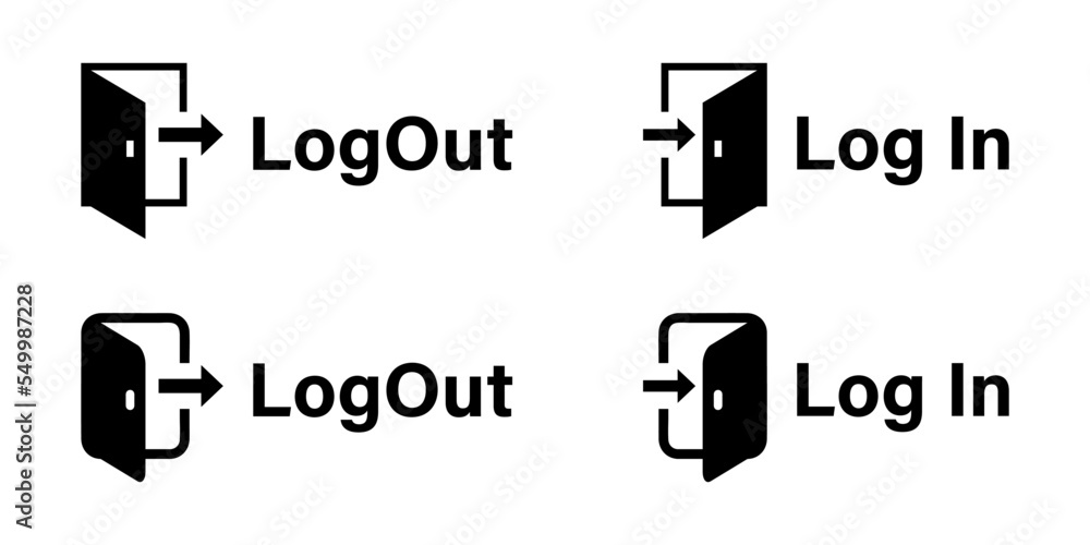 Login and logout icons. Set of sign out, Sign in vector icon. Open and ...