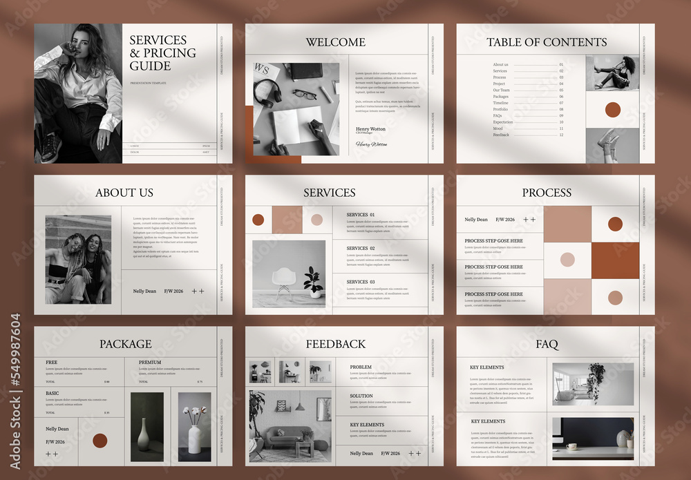Services and Pricing Guide Presentation Layout Stock Template | Adobe Stock
