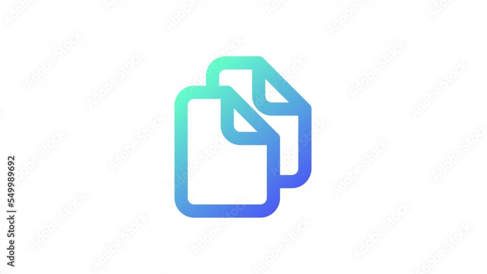 Animated copy file gradient ui icon. Clipboard. Duplicate document. Seamless loop HD video with ...