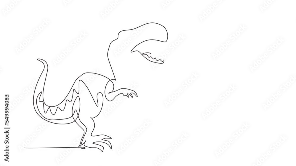 Self drawing animation of single one line draw tyrannosaurus rex ...