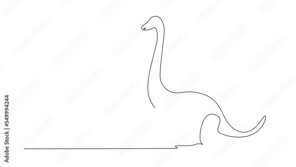 Self drawing animation of single line draw Brontosaurus or diplodocus ...