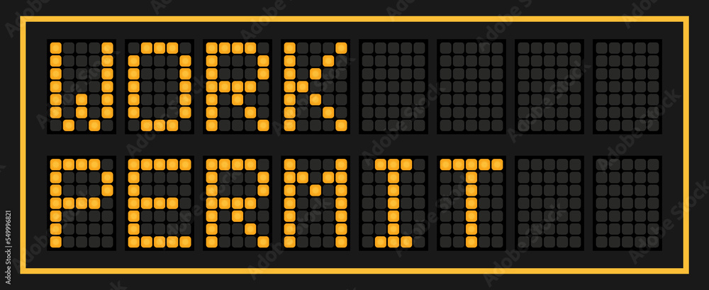 Orange color led banner in word work permit on black background Stock ...