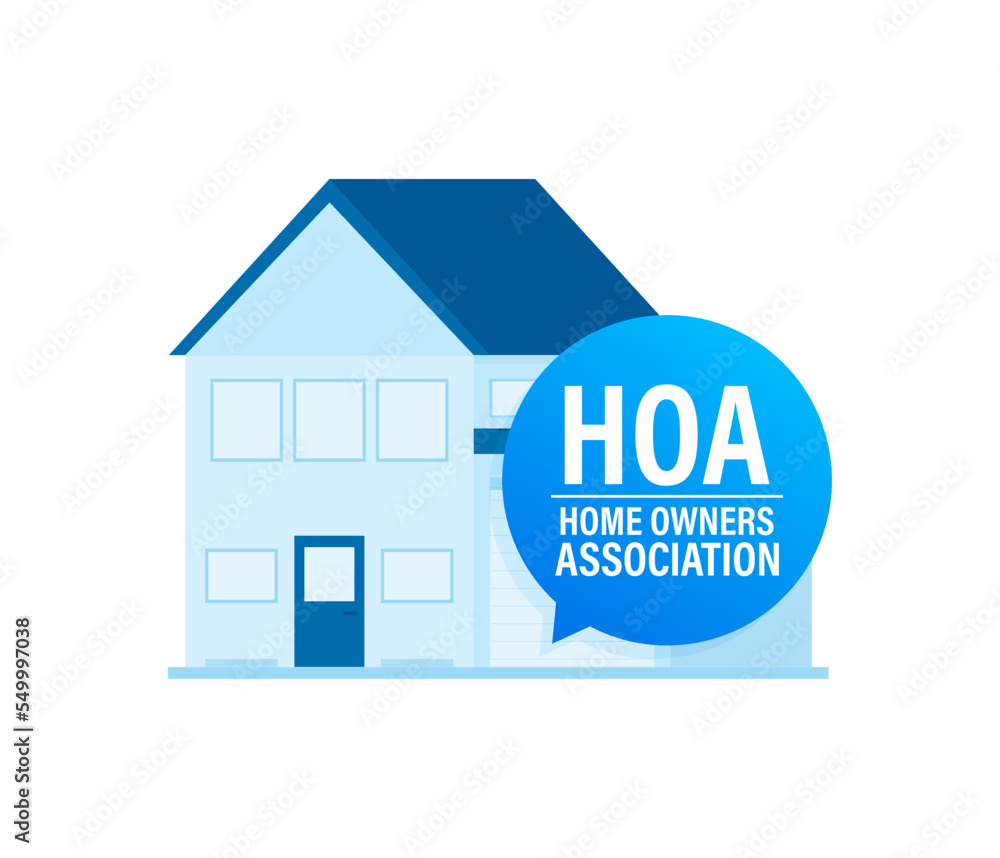 HOA - home owners association. House icon, label. Vector stock ...