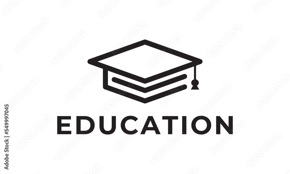 graduate with book logo. education design concept, student progress and ...