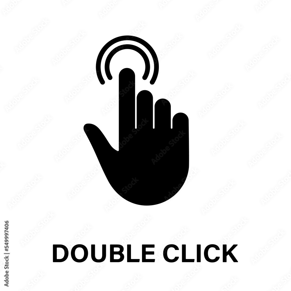 Double Click Gesture, Hand Cursor of Computer Mouse Black Silhouette ...
