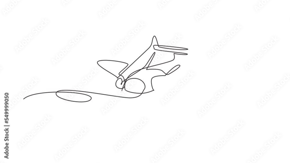 Animated self drawing of continuous line draw vintage airplanes models ...