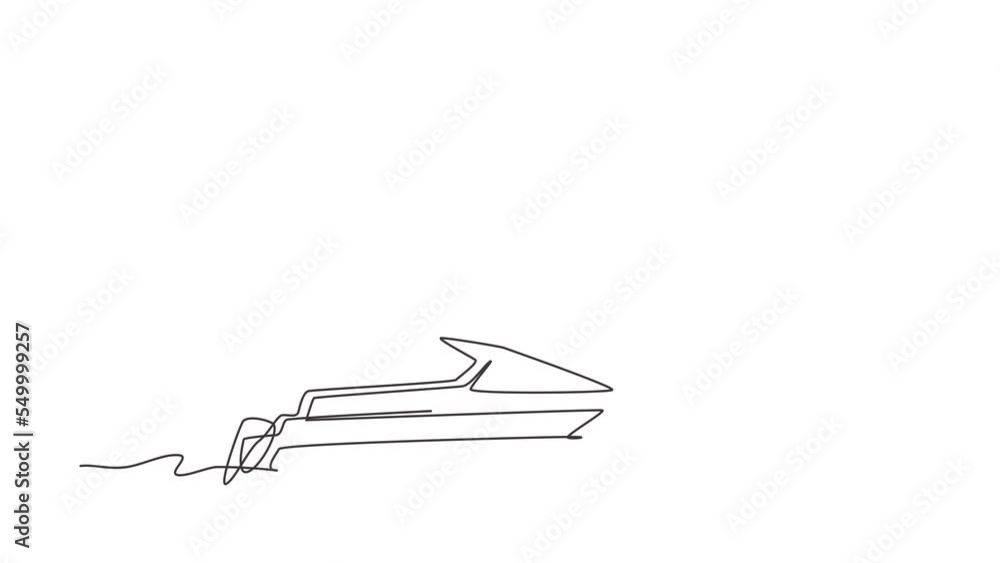 Self drawing animation of single line draw motor boat or small boat ...
