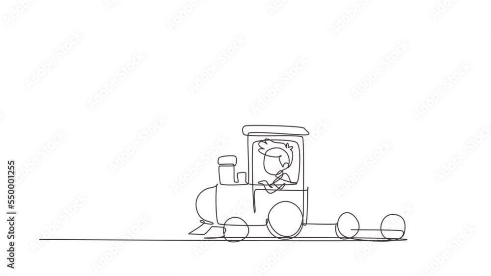 Animated self drawing of continuous line draw cheerful boy and girl ...