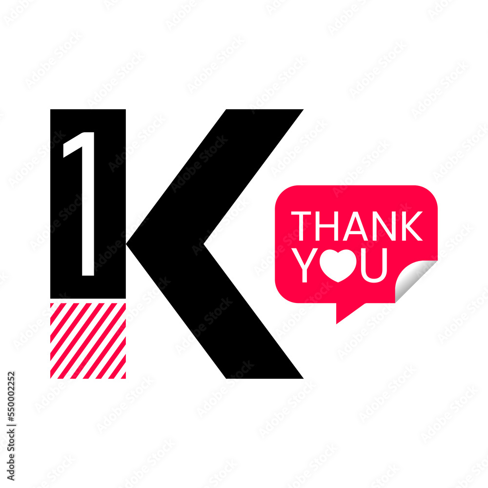 Thank you for 1k followers design template vector illustration. simple ...