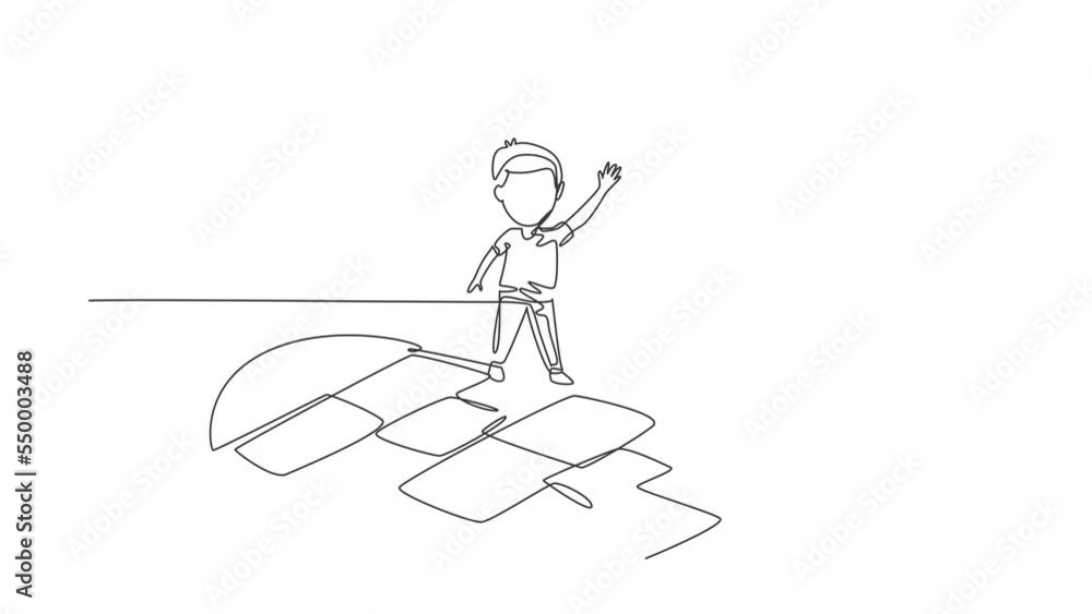 Video Stock Animated self drawing of continuous line draw girl and boy ...