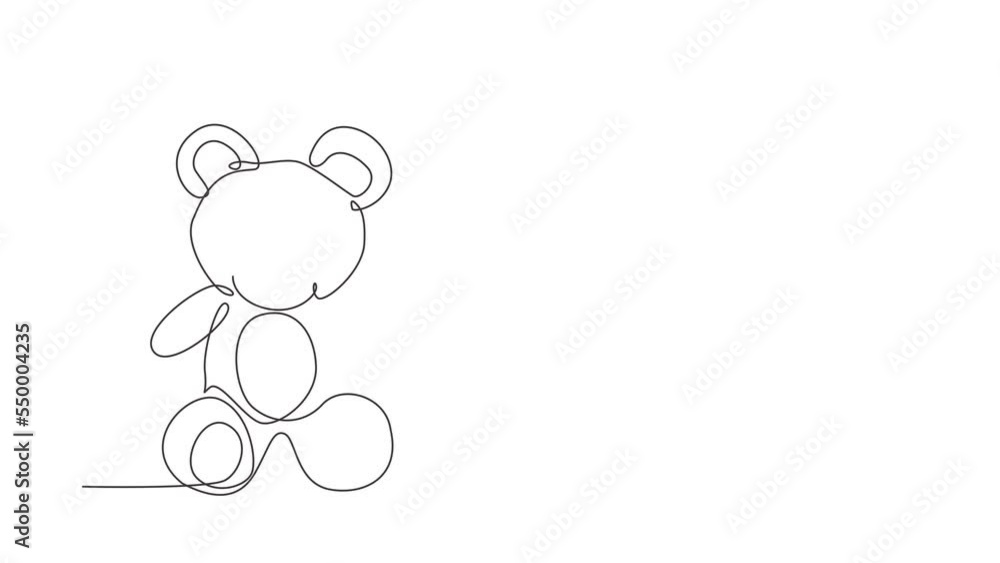 Animated self drawing of continuous line draw lovely teddy bear toy ...