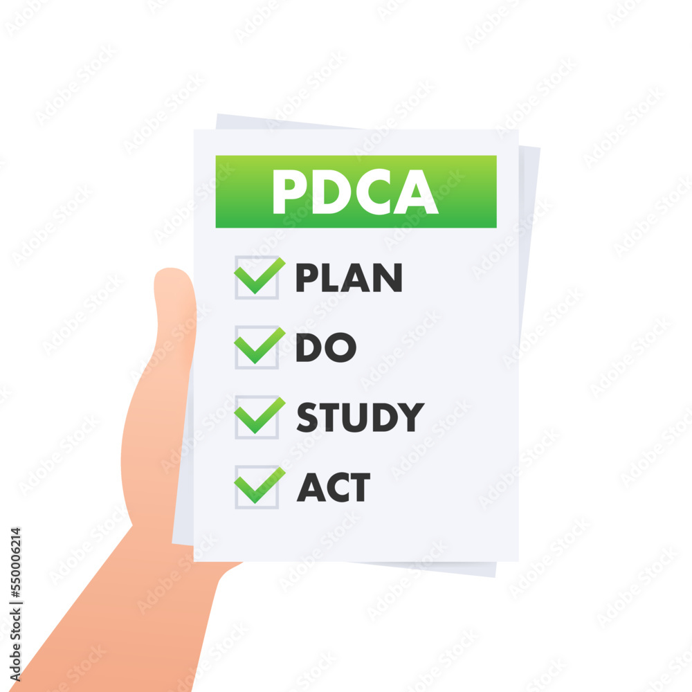 PDCA - Plan Do Check Act, quality cycle. Improvement tool. Vector stock ...