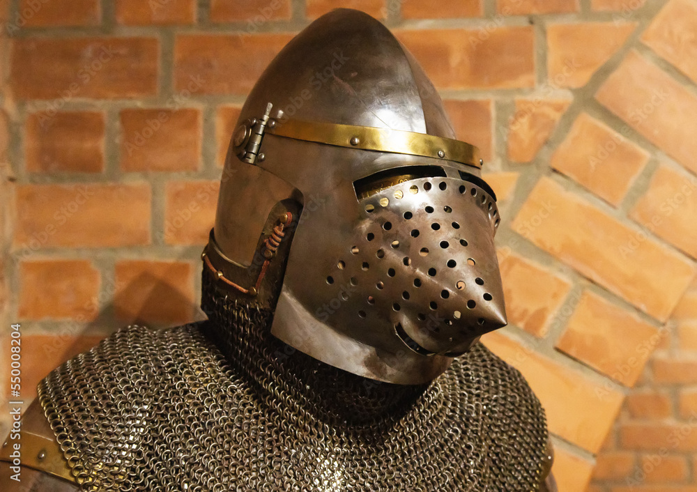 Protective old hundsgugel helmet from the 14th century used in Europe ...