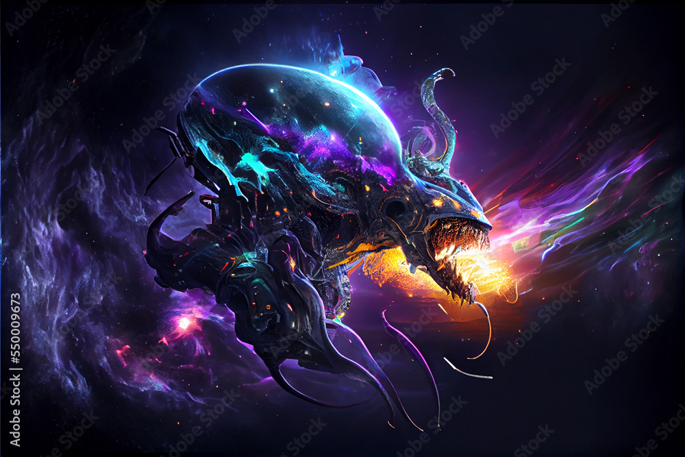 Deep space serpent like monster eating planets Stock Illustration ...