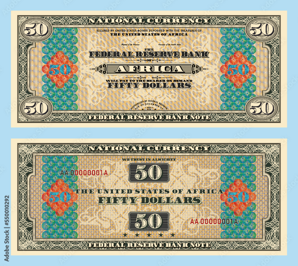 Vector Fictional African Money With A Face Value Of 50 Dollars Obverse vector-fictional-african-money-with-a-face-value-of-50-dollars-obverse