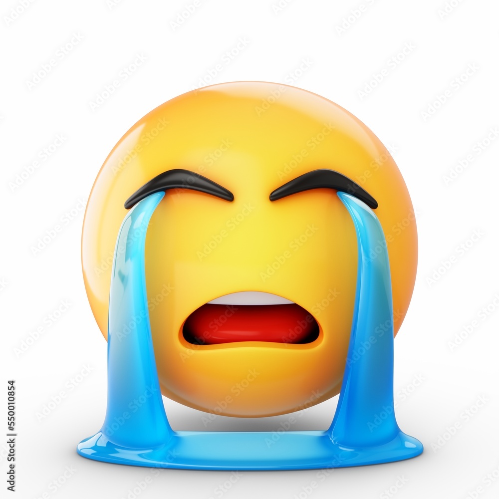 Photo & Art Print 3D Rendering crying emoji isolated on white ...