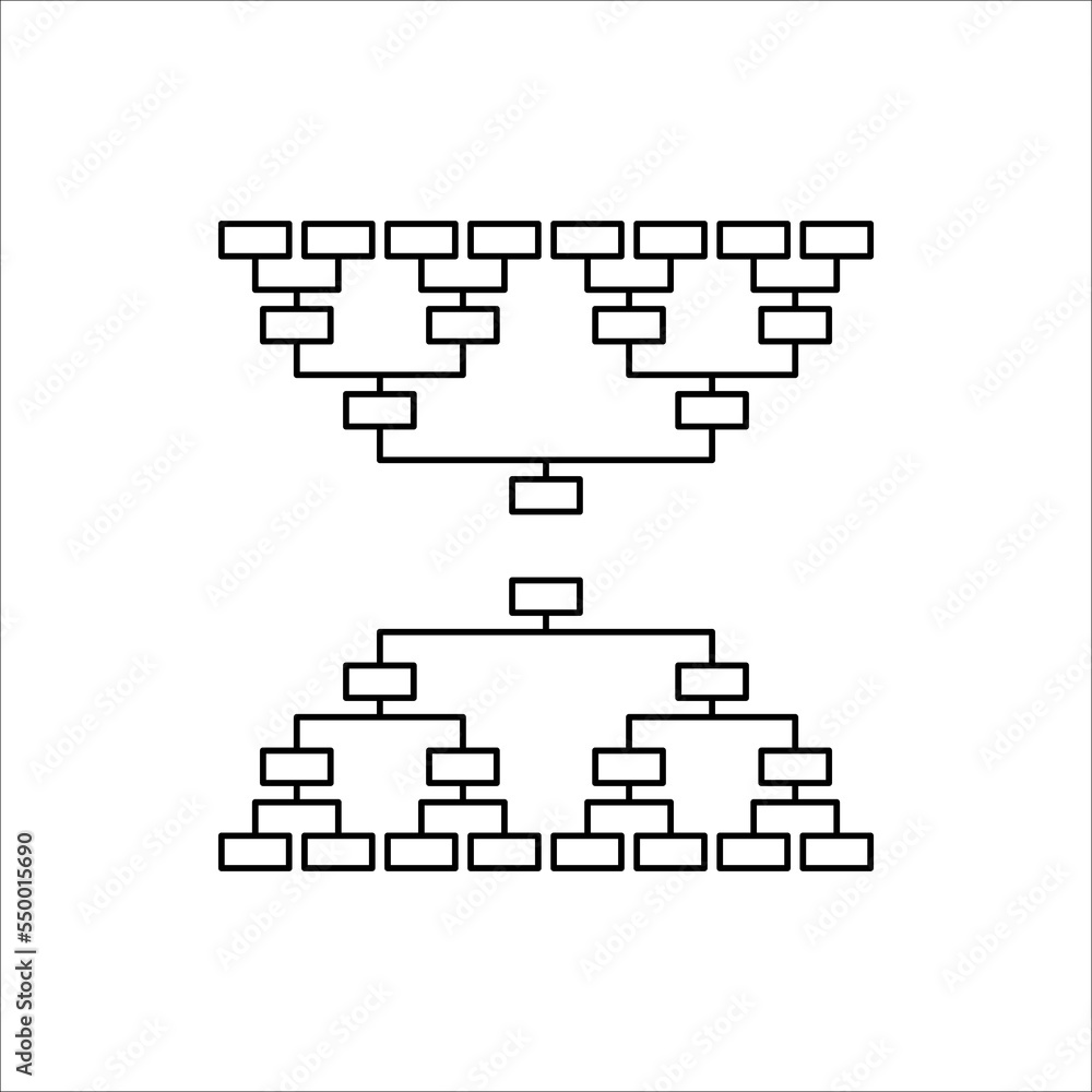 Tournament bracket icon. Outline league table vector icon on white ...