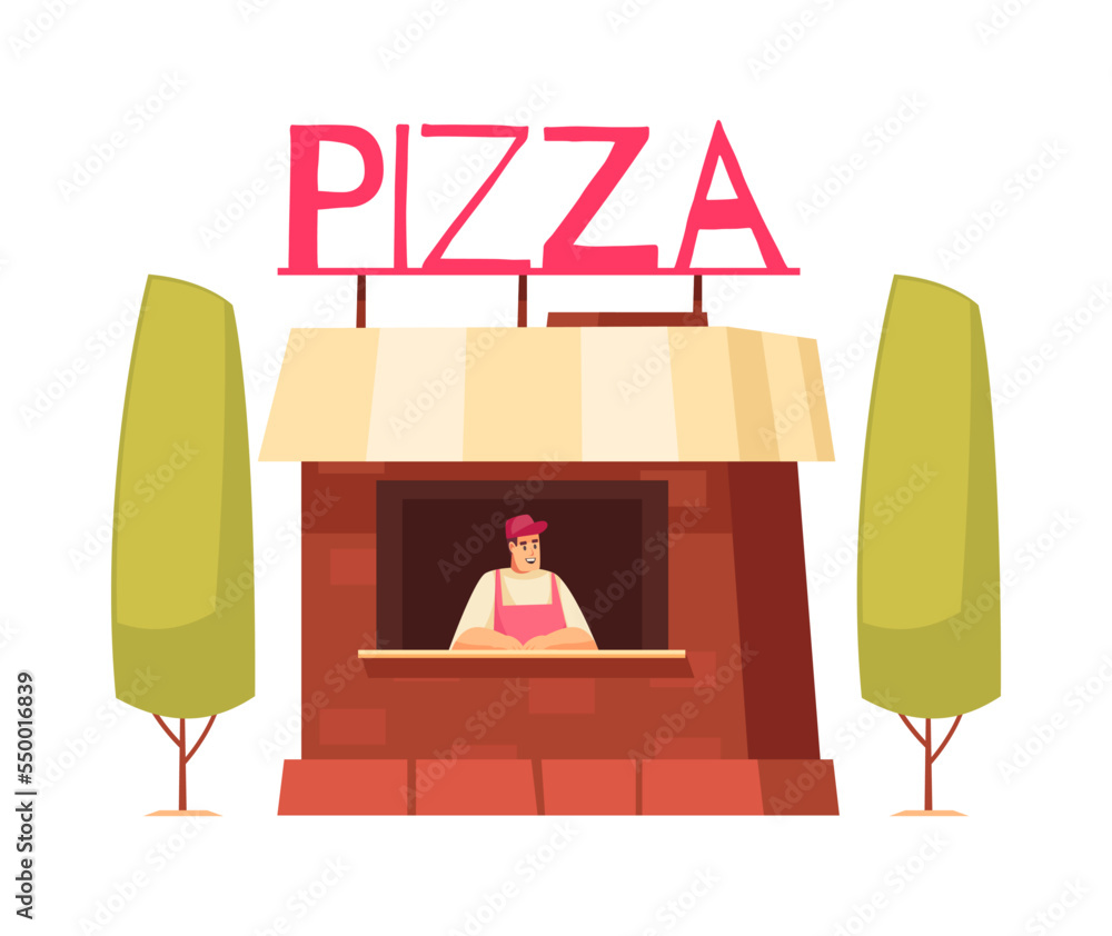 Pizza Booth Storefront Composition Stock Vector | Adobe Stock
