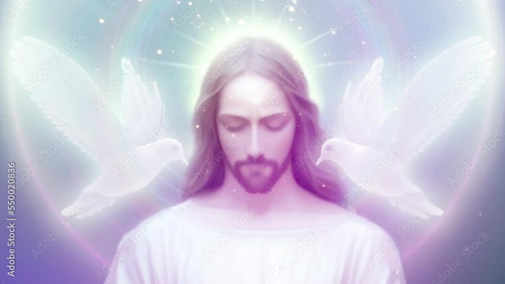 Jesus Christ with doves 3D illustration, Meditation Animation, Video ...