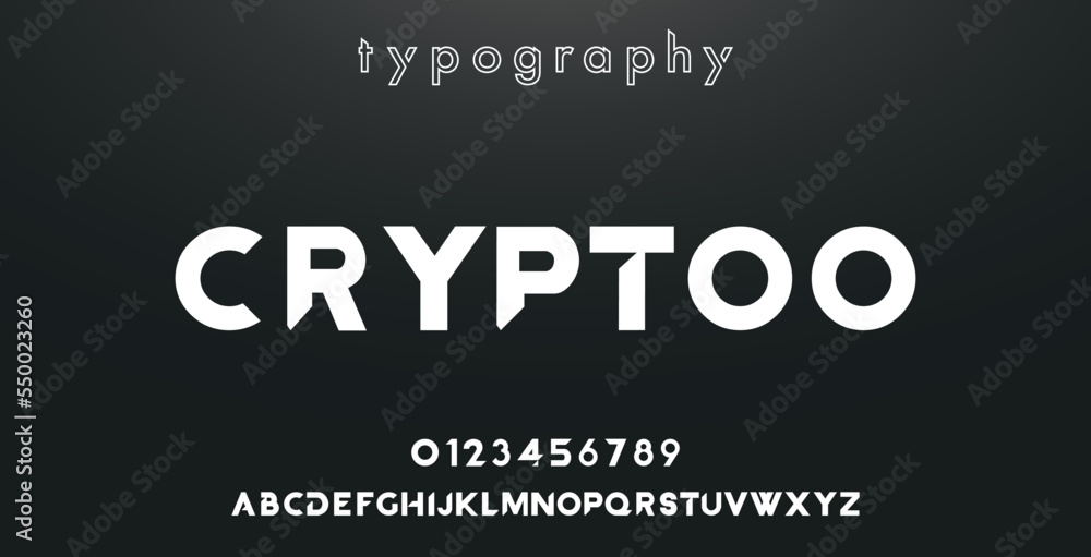 CRYPTOO Sports minimal tech font letter set. Luxury vector typeface for ...