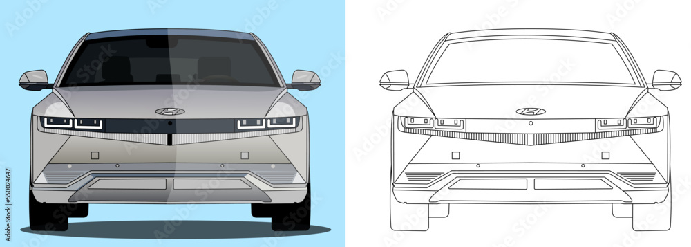 Hyundai Ionic 5. Electric Vehicle EV Graphic.Vector classic car ...