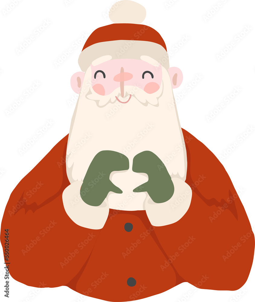 Xmas Santa Claus character happy making heart sign pose. Flat png ...