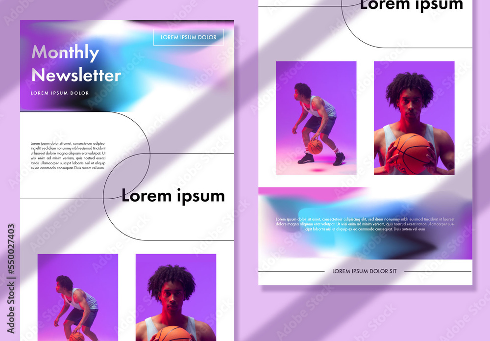 Newsletter with Purple Gradient Stock Template | Adobe Stock