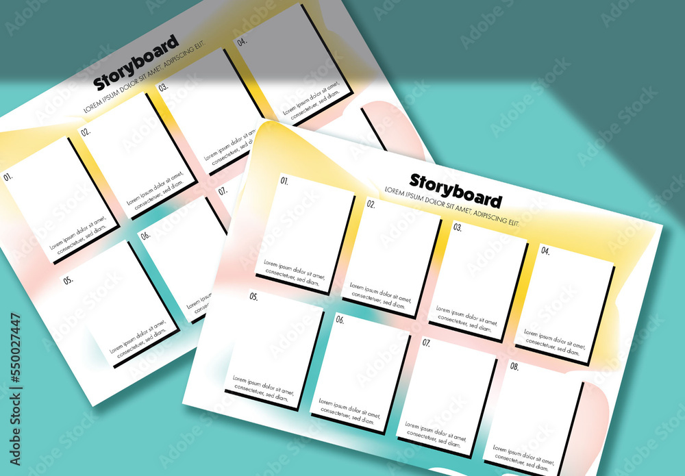 Black and White storyboard with pop of colour Stock Template | Adobe Stock