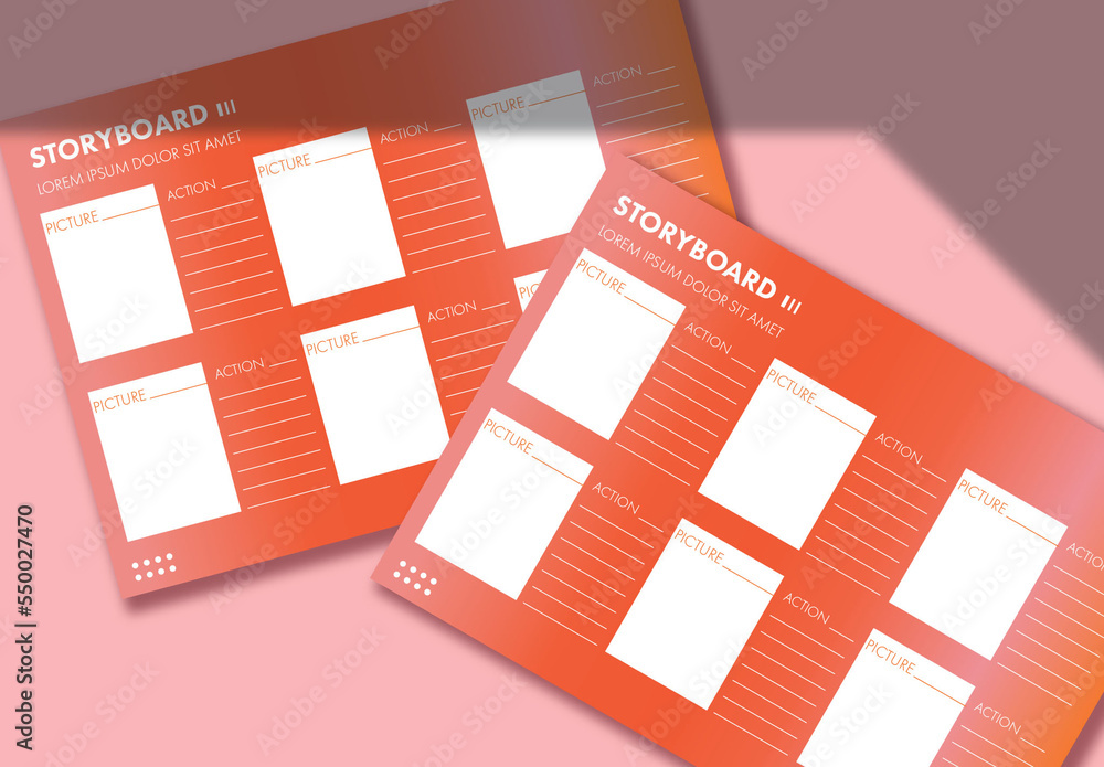 Mimnal Storyboard with Picture and Action text Stock Template | Adobe Stock