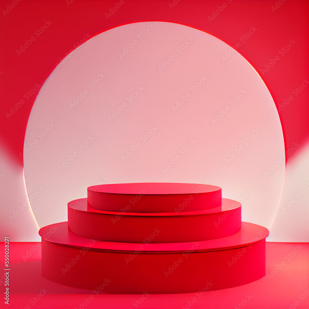 Red podium platform for product presentation. 3d rendering luxury ...