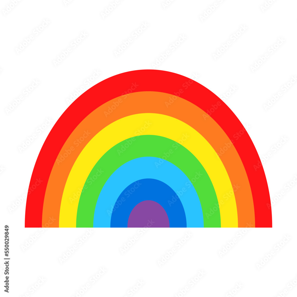 Cartoon rainbow. Vector illustration. Colorful arch hand drawn by kids ...