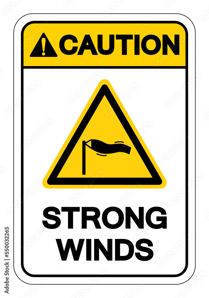 Caution Strong Winds Symbol Sign, Vector Illustration, Isolate On White ...