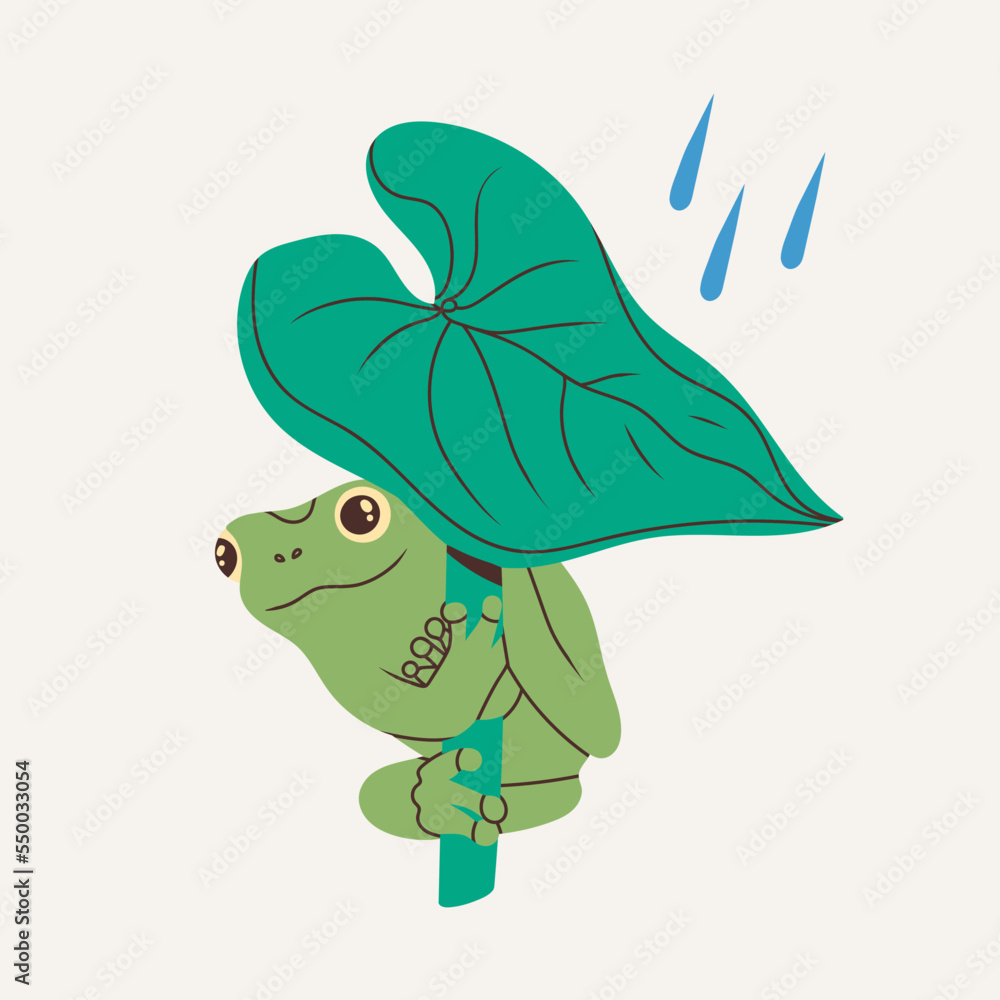 Funny Frog Cartoon With Umbrella