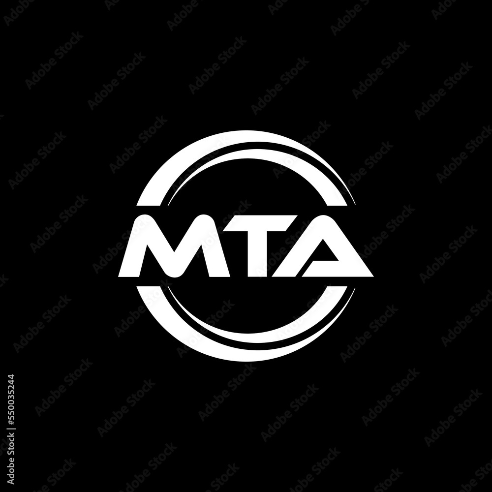 MTA letter logo design with black background in illustrator, vector ...