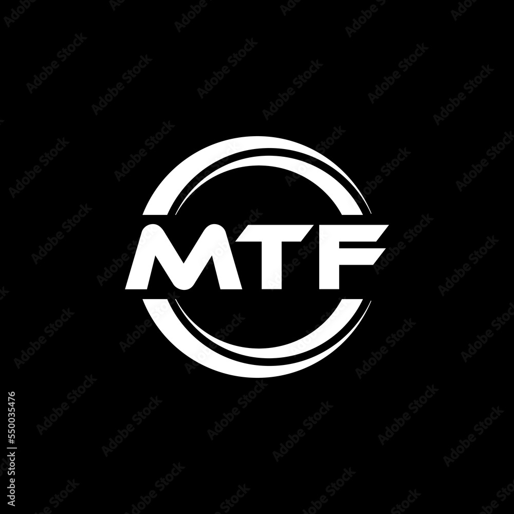 MTF letter logo design with black background in illustrator, vector ...
