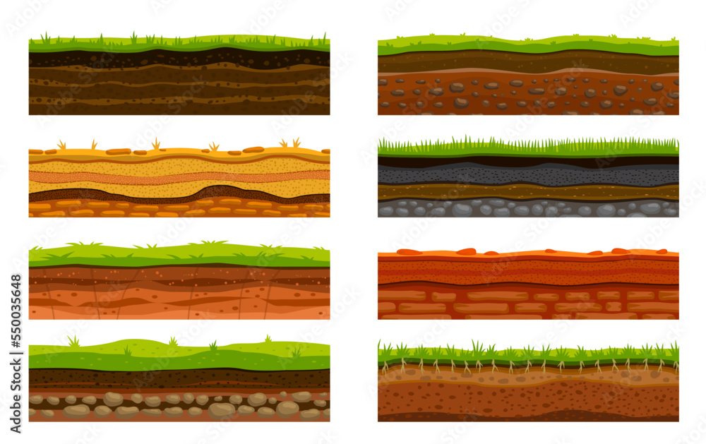 Soil ground layers, cartoon level surface landscape, vector game asset ...