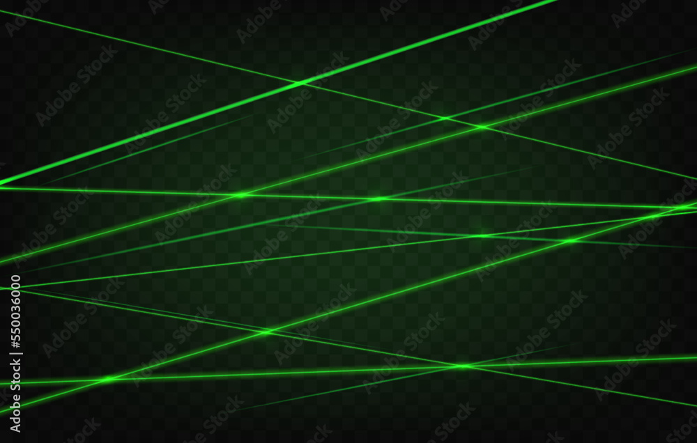 Green laser beams and lights realistic background. Security system ...
