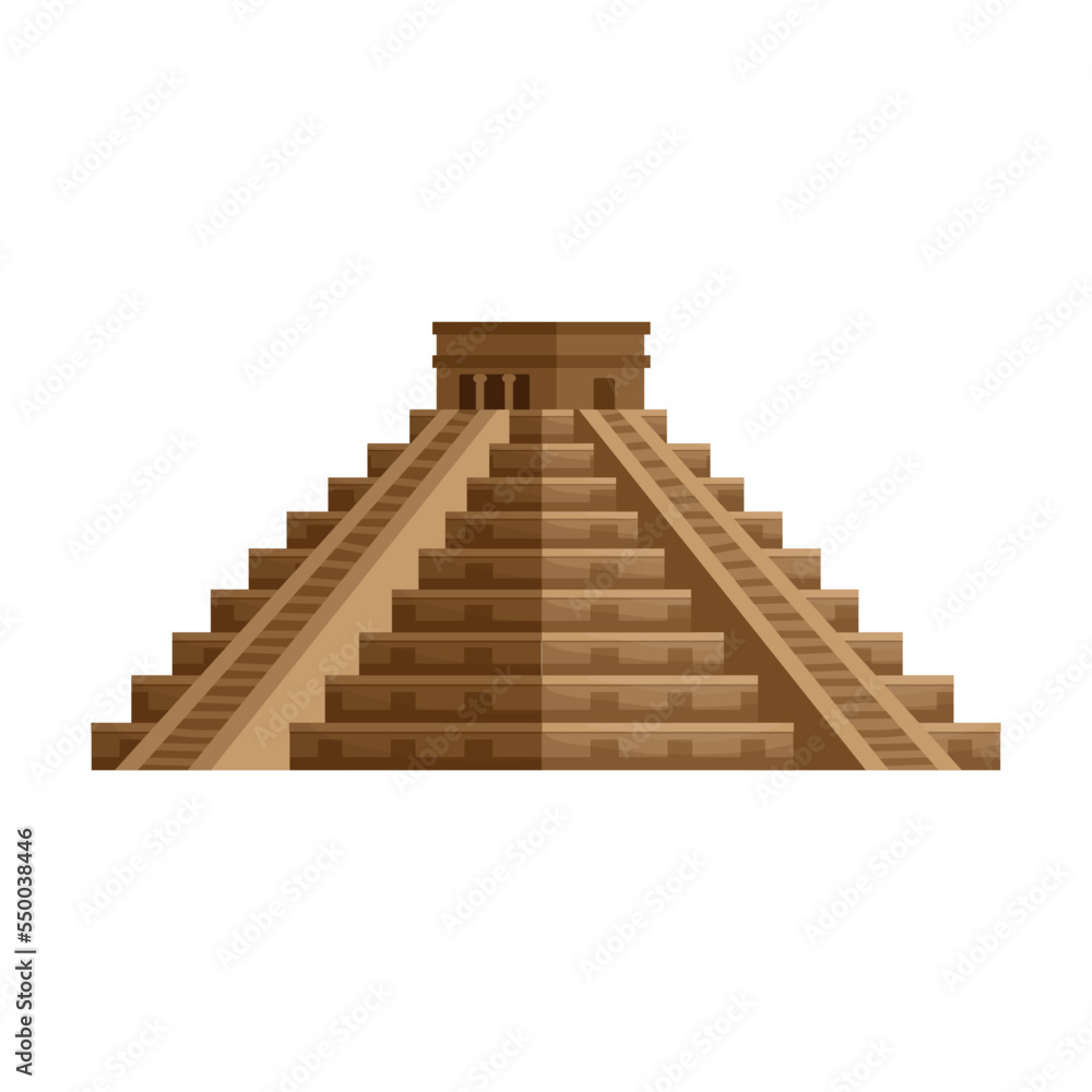 Maya element cartoon vector illustration. Icon of ancient pyramid ...