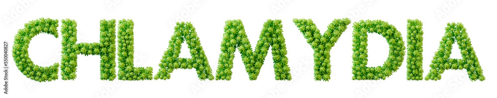 Chlamydia word made from green bacteria cell molecule font. Health and ...
