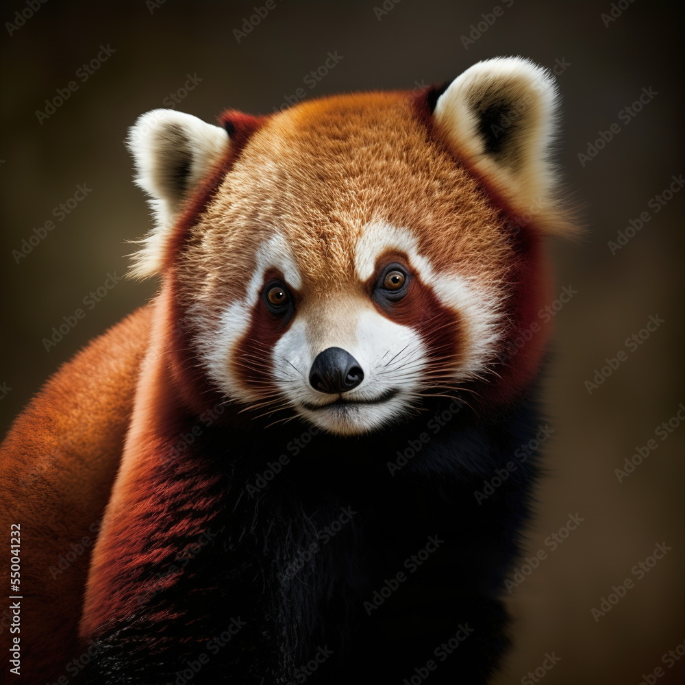 Red Panda Face Close Up Portrait - AI illustration 03 Stock ...