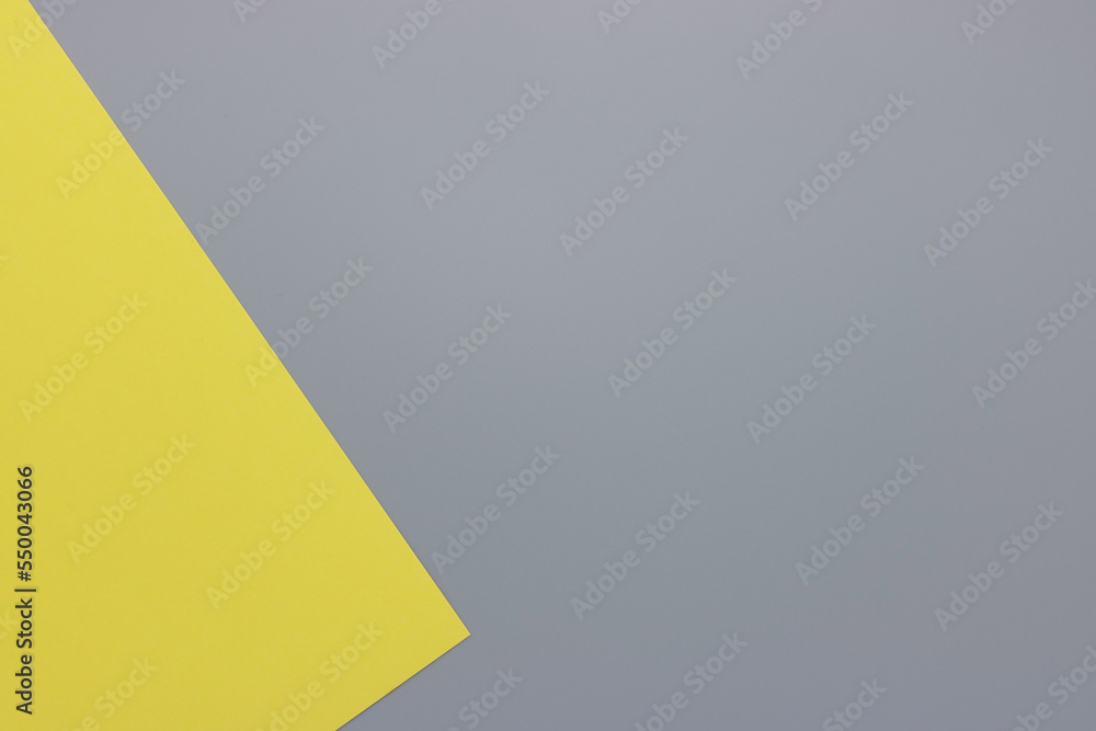 Flat lay. Top view blank yellow and gray paper background, design gray ...