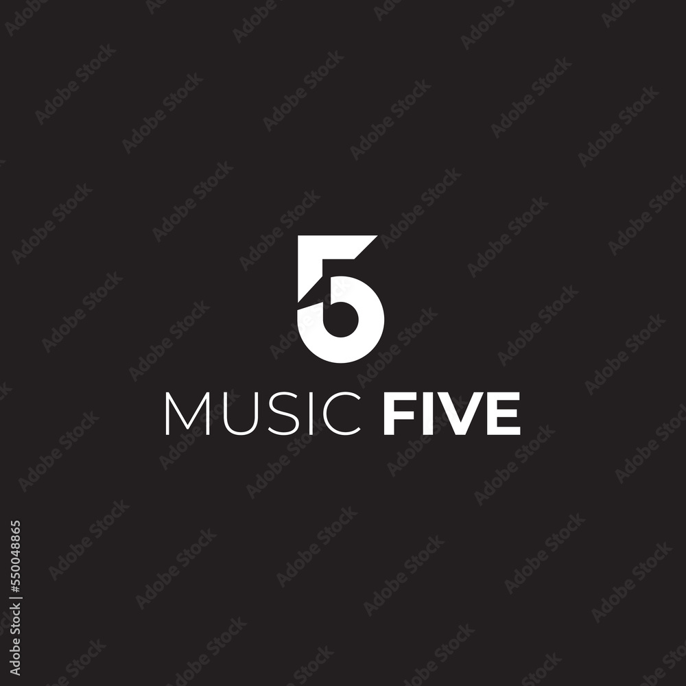Number 5 plus negative space music sign logo icon Stock Vector | Adobe ...