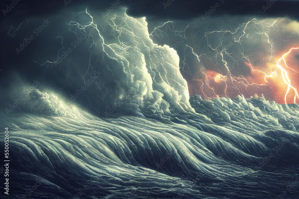 Nature force background - huge tornado, bright lightning in dark stormy ...
