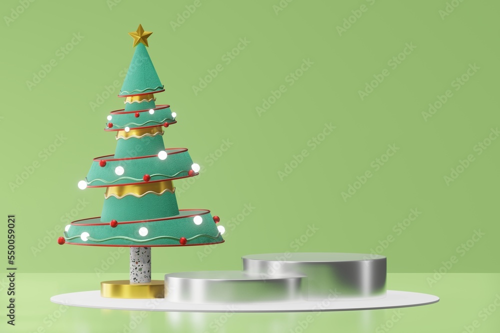 Christmas tree cylinder podium empty 3D product placement display for ...